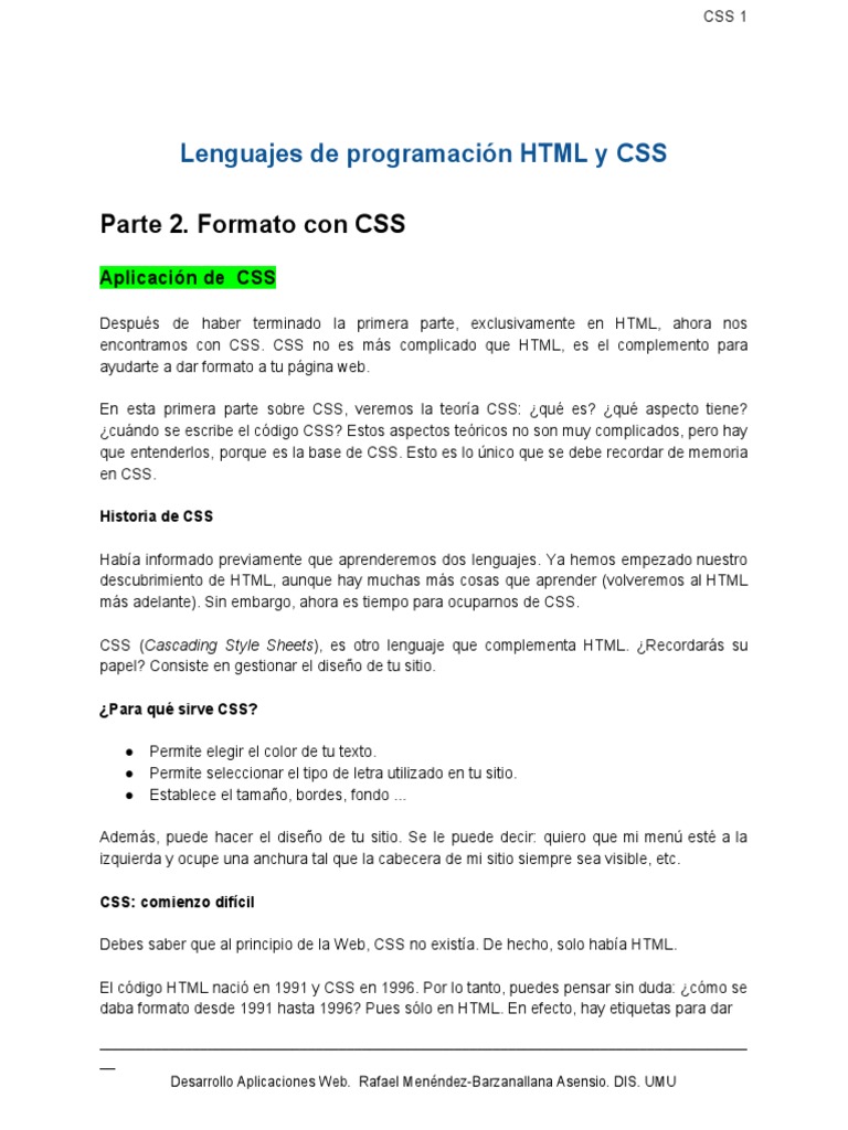 Lenguaje de Programacion HTML 2 | PDF | Hojas de estilo en cascada | HTML