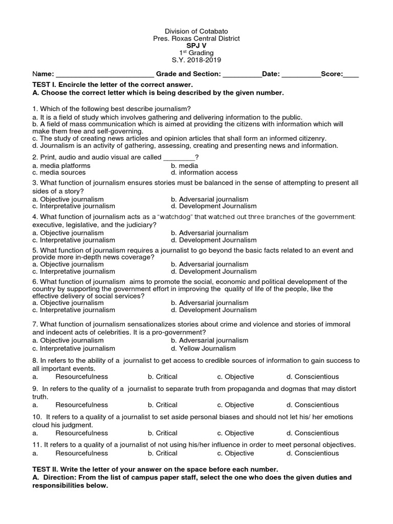 An Assessment of Journalism Functions and Campus Media Roles | PDF ...