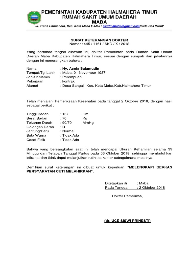 SKD - Dokter Residen Obgyn - Cuti Melahirkan | PDF