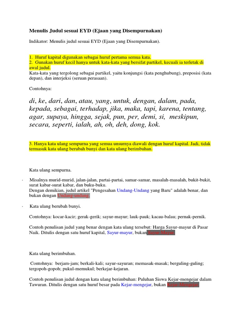 Penulisan Judul Sesuai EYD | PDF