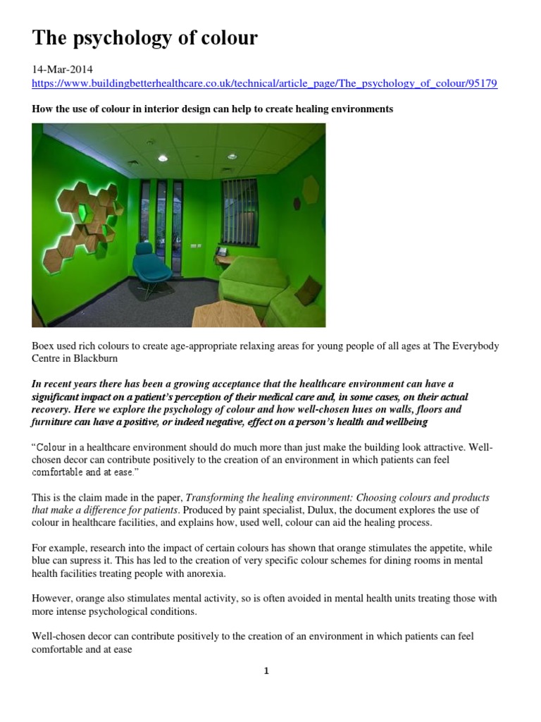 How the Psychology of Colour Can Enhance Healing Environments: A Guide ...