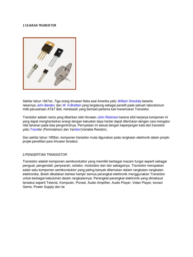 1 Sejarah Transistor | PDF | Sains & Matematika | Teknologi & Rekayasa