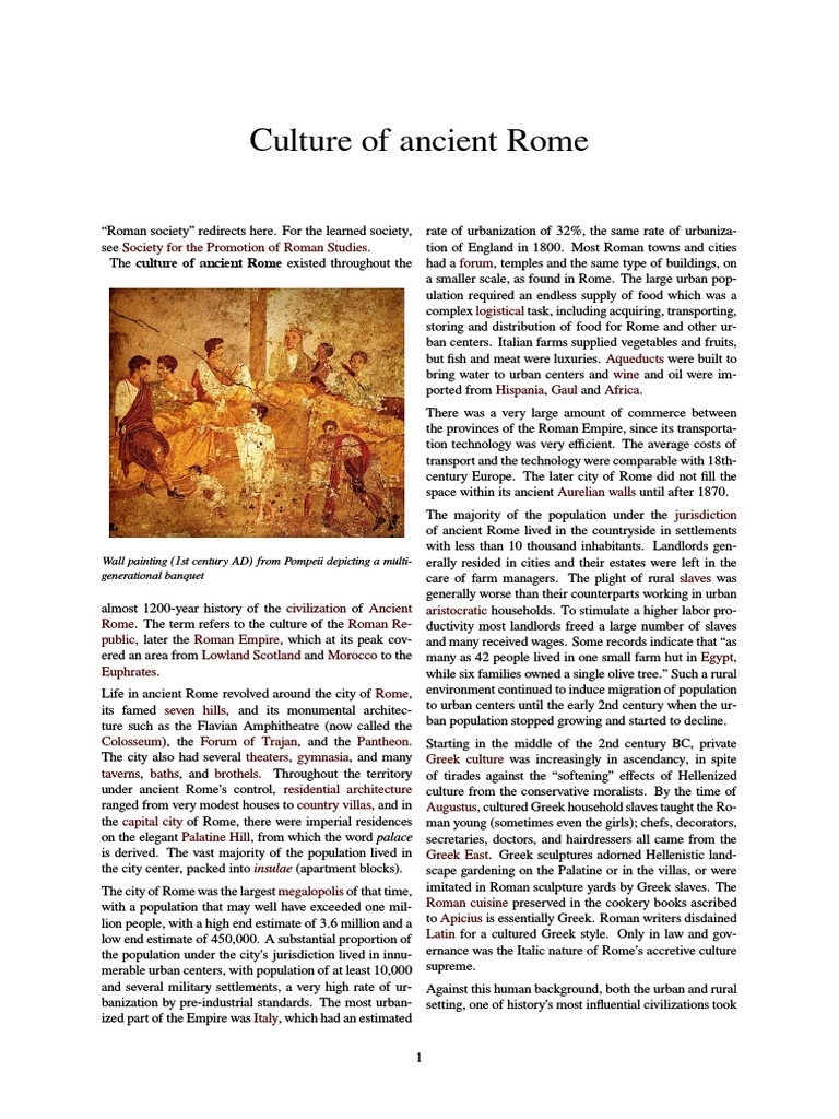 Culture of Ancient Rome | PDF | Roman Empire | Ancient Rome
