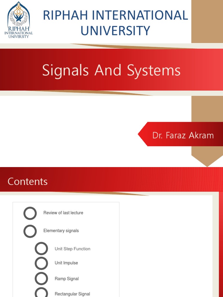 Lec02 (S&S) Elementary Signals | PDF | Exponential Function | Discrete ...