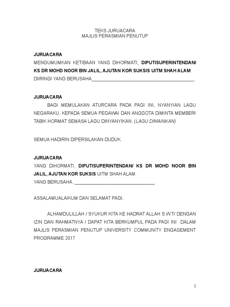 Teks MC Program Suksis | PDF