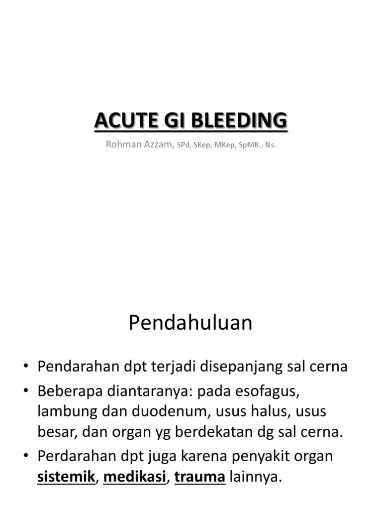 Acute GI Bleeding Causes & Management | PDF | Self-Improvement ...