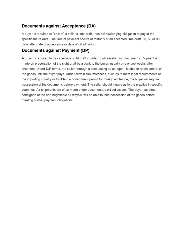 Understanding DA and DP Payment Terms | PDF | Finance & Money Management
