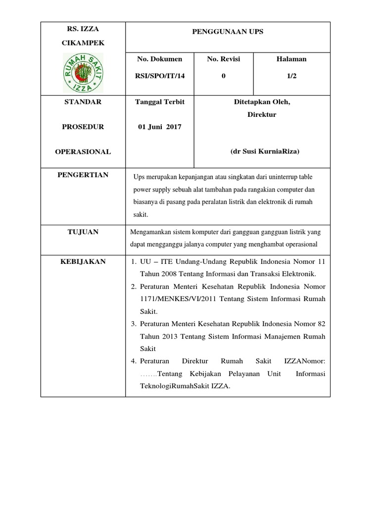 Sop Penggunaan Ups | PDF