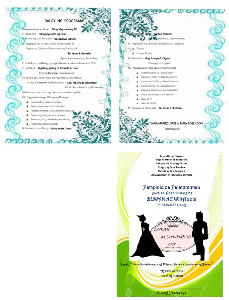 Daloy NG Programa (Closing Buwan NG Wika 2018) | PDF