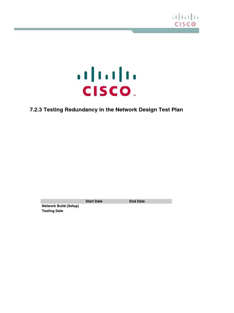 Redundancy Test Plan | PDF | Computer Network | Network Topology