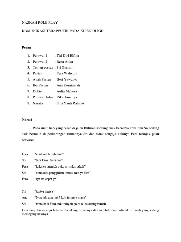 Contoh Naskah Role Play - Ruang Belajar