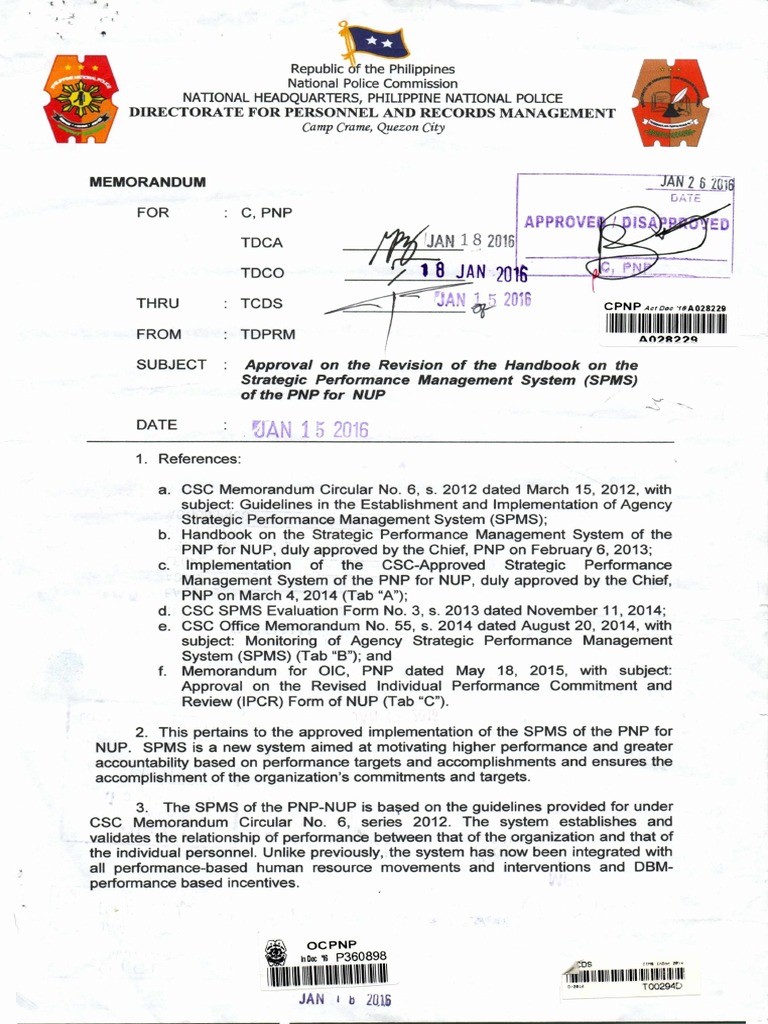 Approved Memo With Revised Spms | PDF | Goal | Performance Appraisal