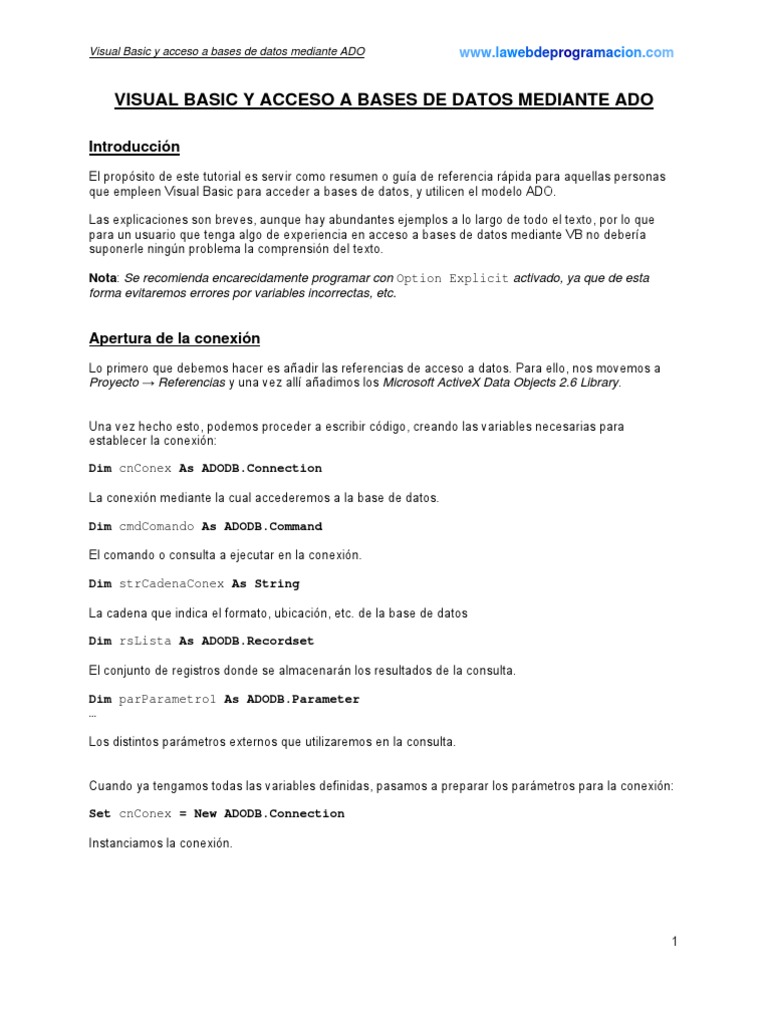 Visual Con Librerias ADO | PDF | Active X Data Objects | SQL
