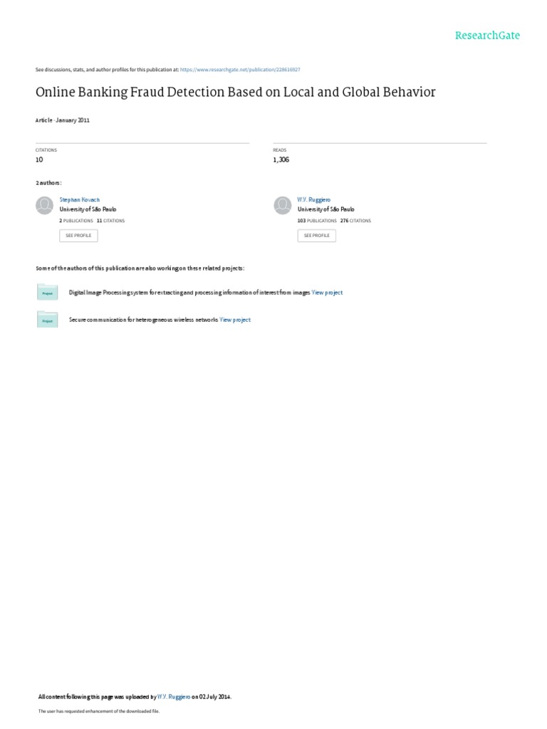 Online Banking Fraud Detection Based On Local and GlobalBehaviour PDF ...