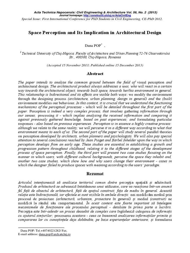 Space Perception and Its Implication in PDF | PDF | Perception | Space