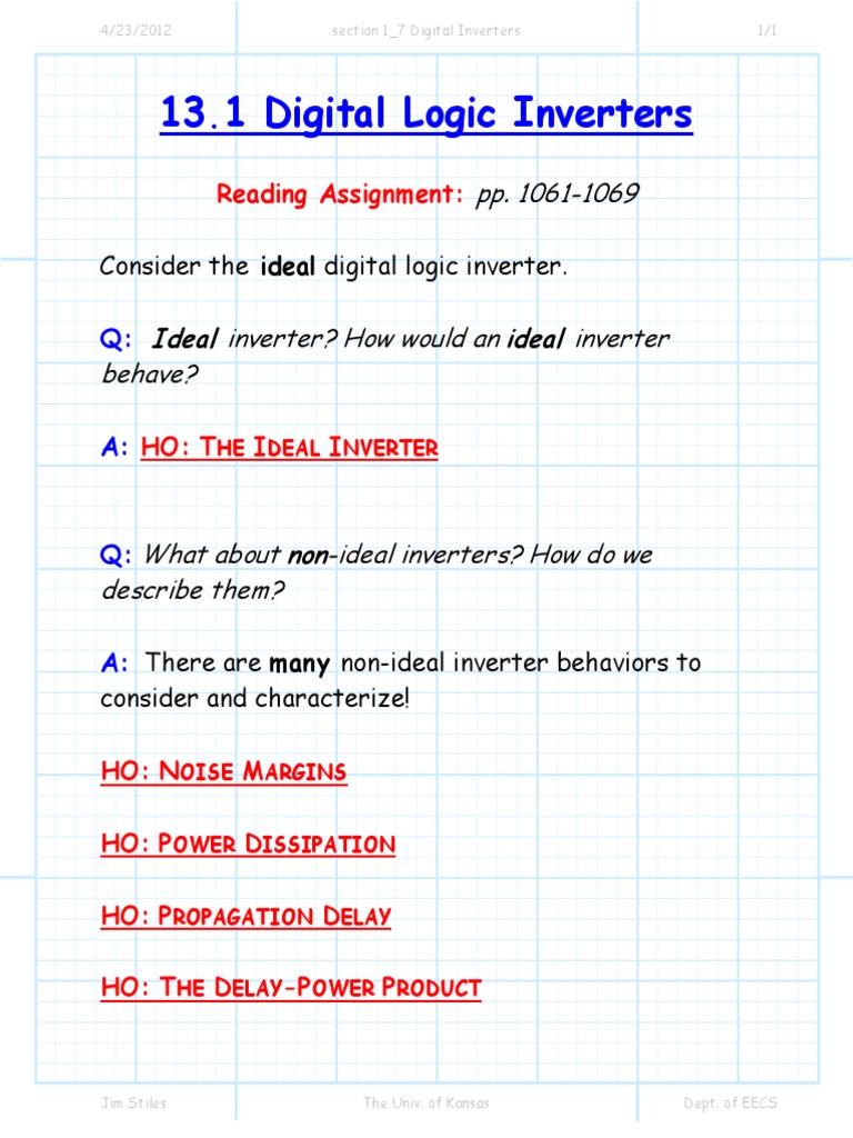Section 13 - 1 Digital Inverters Lecture | PDF | Capacitor | Electronic ...
