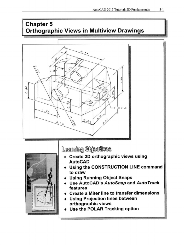 Orthographic Views in Multiview Drawings: Autocad 2015 Tutorial: 2D ...