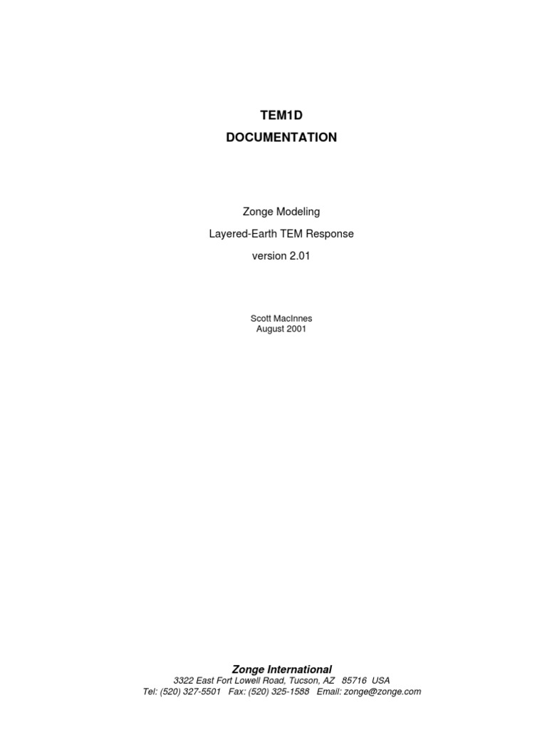 TEM1D - Zonge | PDF | Logarithm | Contour Line