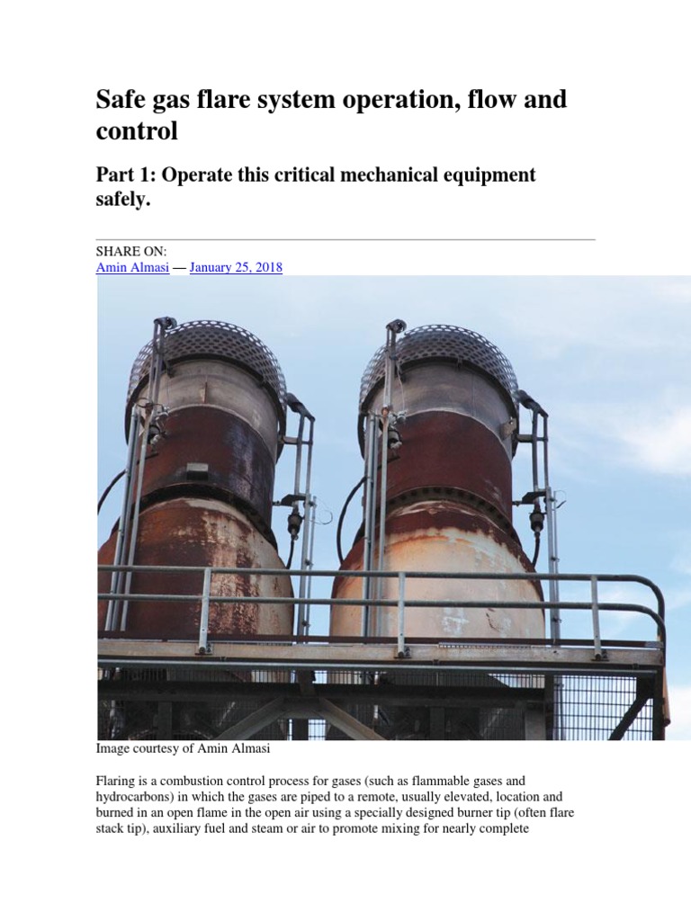 Safe Gas Flare System Operation | Combustion | Gases | Free 30-day ...