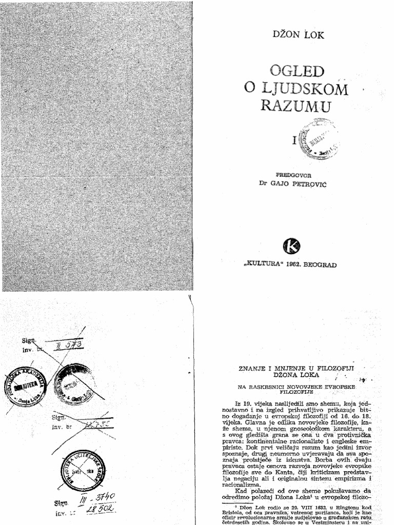 Dzon Lok Ogledi o Ljudskom Razumu I Knjiga PDF | PDF