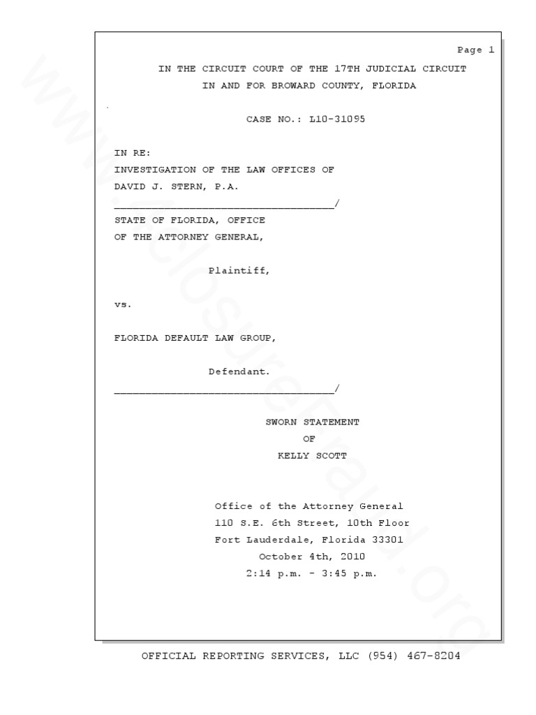 Full Deposition of Kelly Scott of The Law Office of David J Stern | PDF ...