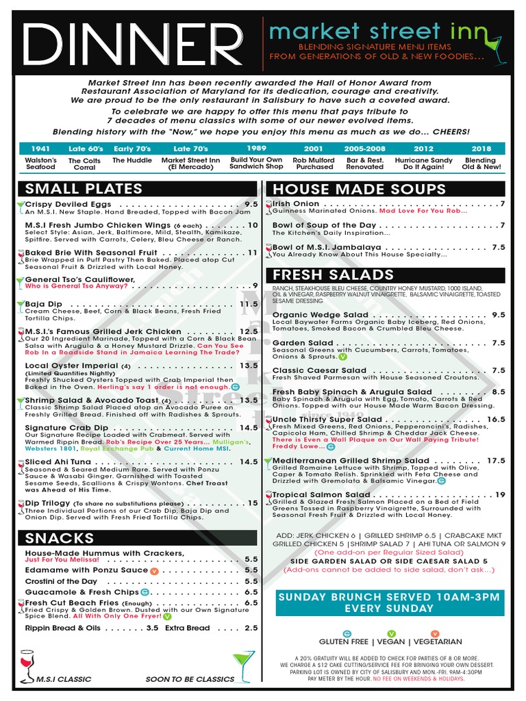 MSI Dinner Menu Winter 2018 | PDF | Hamburgers | French Fries