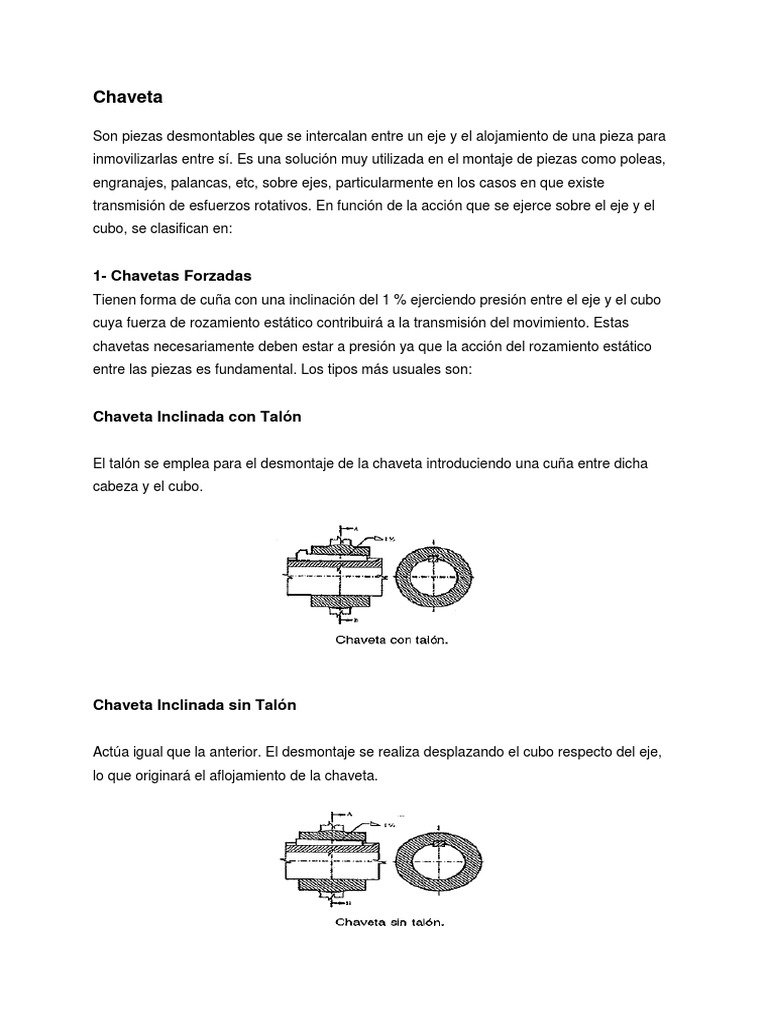 Chaveta y Acoples | PDF | Ingeniería mecánica | Bienes manufacturados