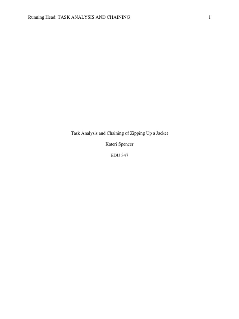 Task Analysis and Chaining Project | PDF | Reinforcement ...