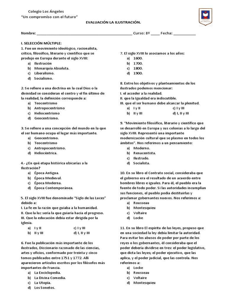 Ev. La Ilustración | PDF | Era de iluminacion | Separación de poderes