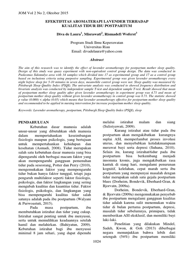 Efektifitas Aromaterapi Lavender PDF | PDF