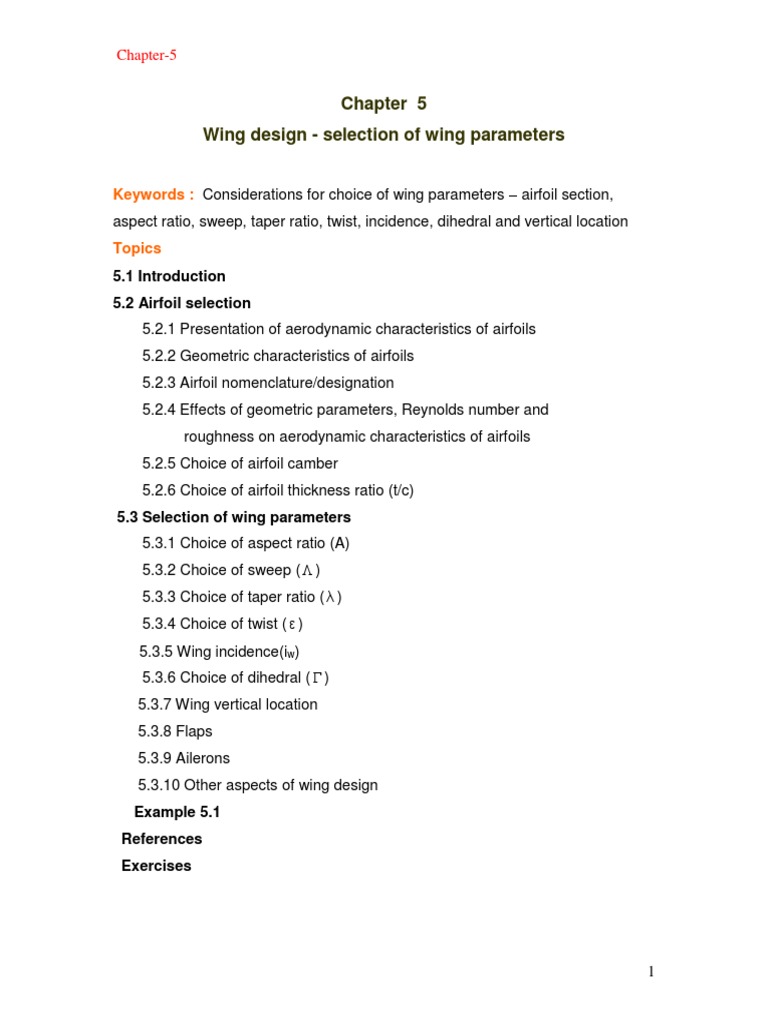 5 Wing Design | PDF | Airfoil | Lift (Force)