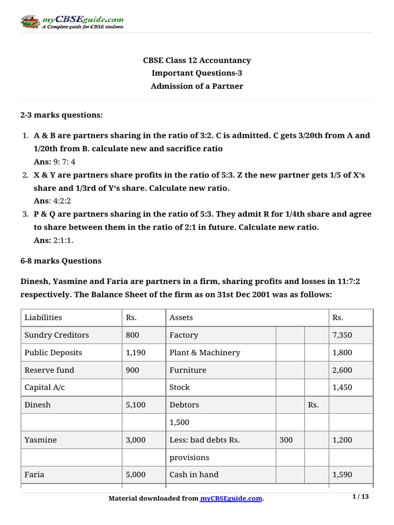 12 Acc Admission Partner Im3 | PDF | Balance Sheet | Goodwill (Accounting)