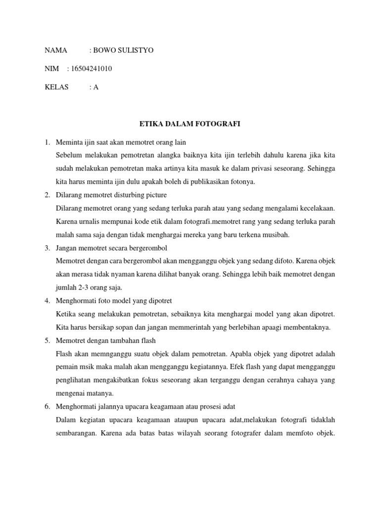 Etika Fotografi | PDF