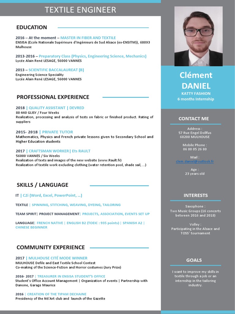 CV Daniel Clement Katty | PDF | Textiles