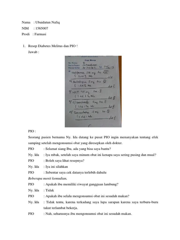 Contoh PIO (Pemberian Informasi Obat) | PDF