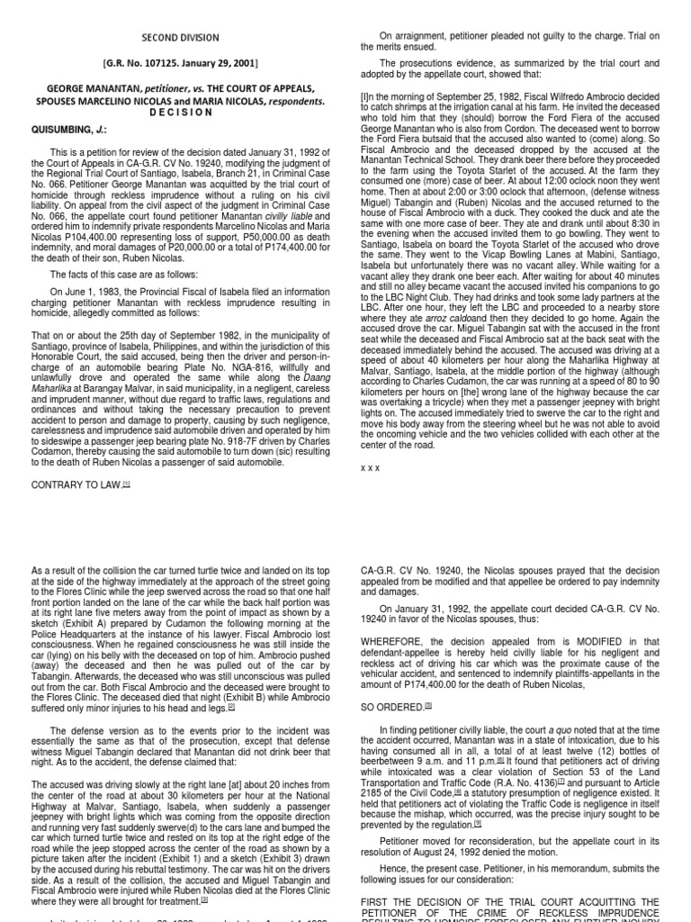 Manantan Vs CA (Double Jeopardy) | PDF | Acquittal | Lawsuit