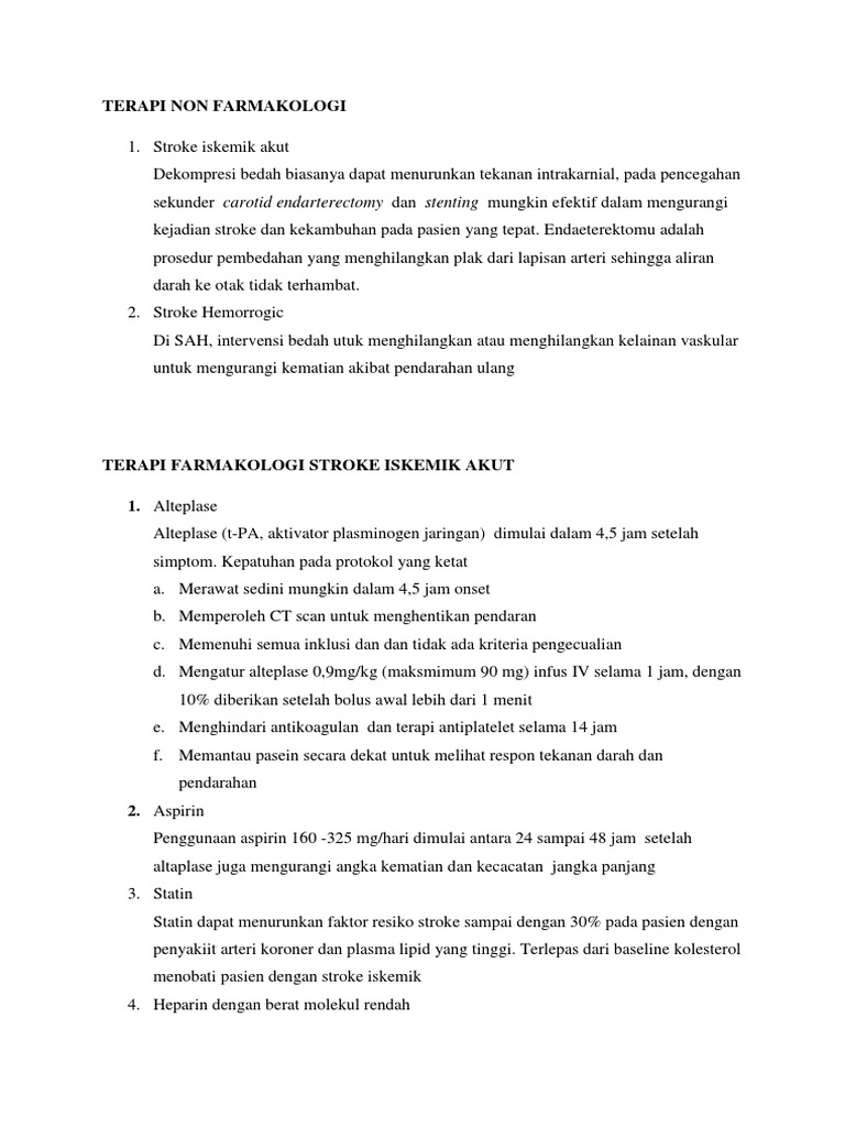 TERAPI NON FARMAKOLOGI Dan Farmakologi Stroke | PDF
