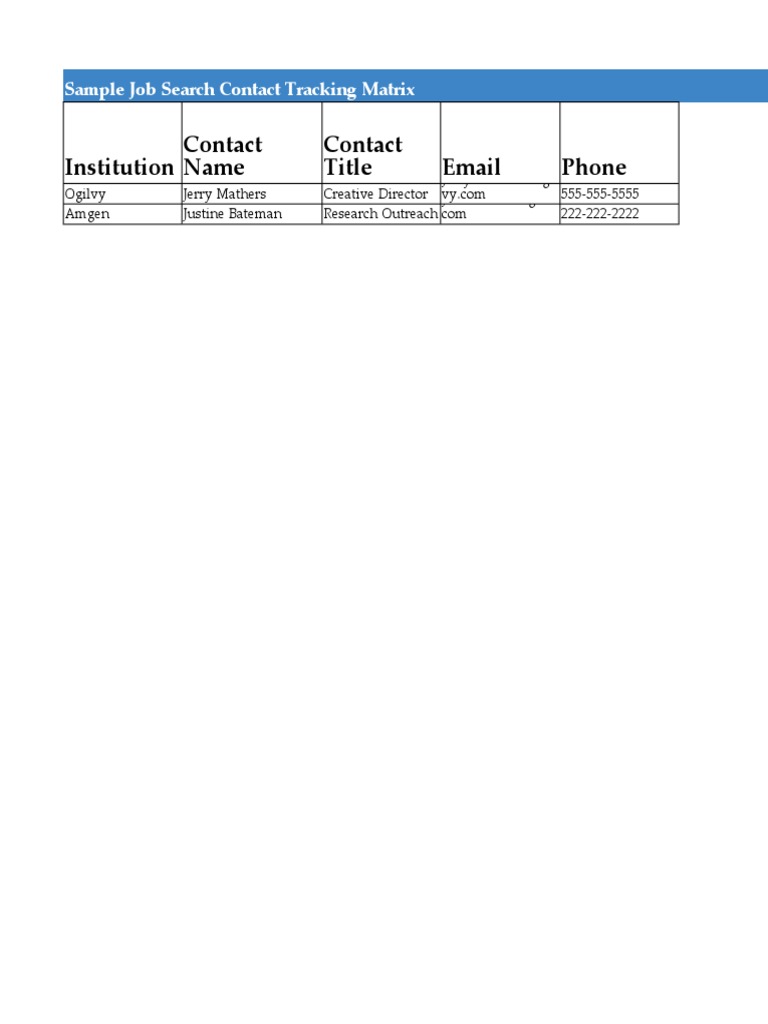 Module 2 Handout - Sample Job Search Spreadsheet | PDF
