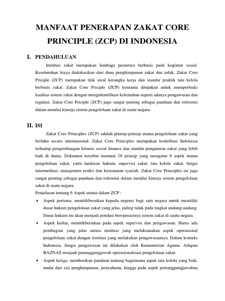 Manfaat Penerapan Zakat Core Principle | PDF | Bisnis | Pengelolaan ...
