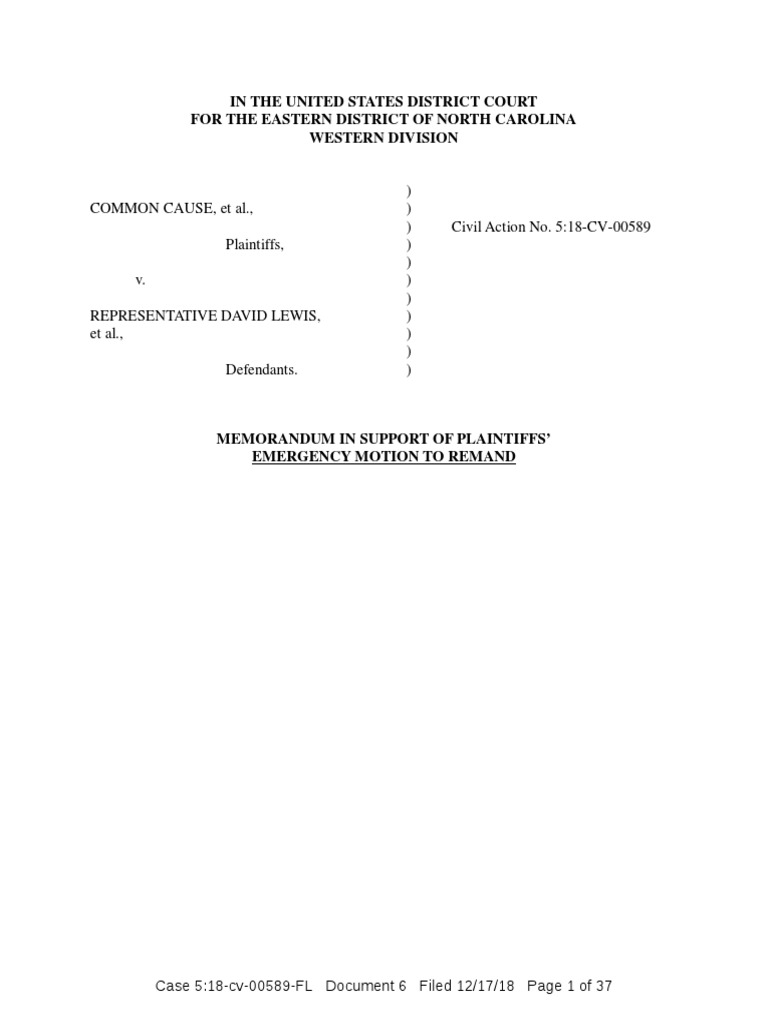 Memorandum in Support of Emergency Motion To Remand | PDF | Voting ...
