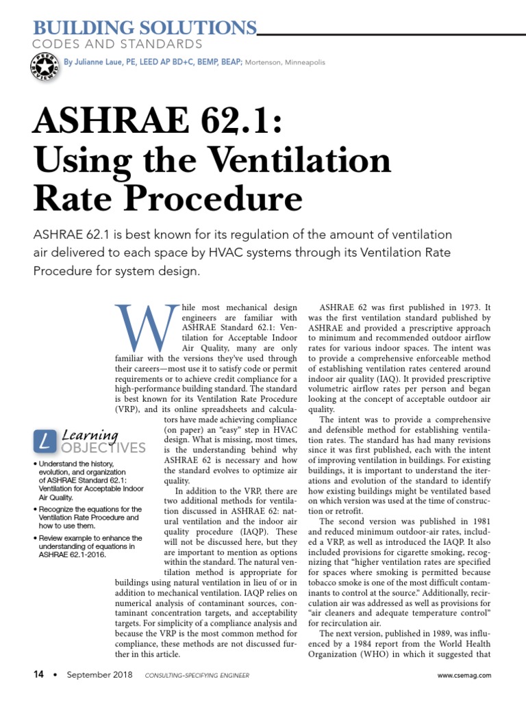 Ashrae 62 | PDF | Ventilation (Architecture) | Hvac