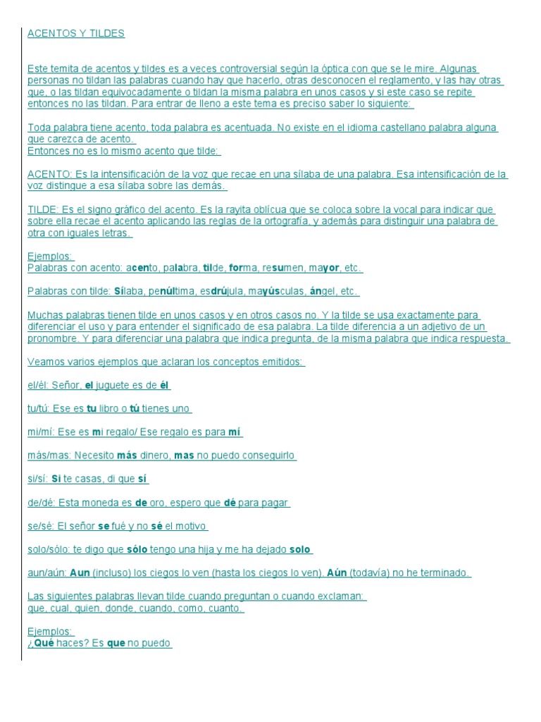 Acentos y Tildes | PDF | Palabra | Lingüística