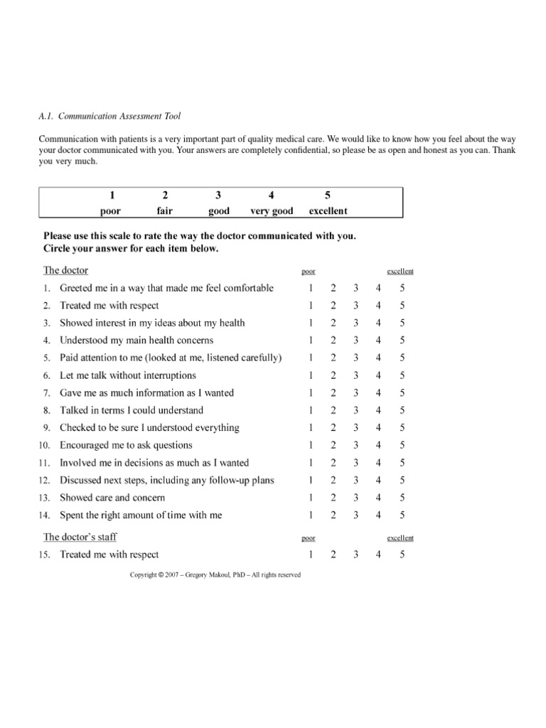 Communication Assessment Tool Overview | PDF