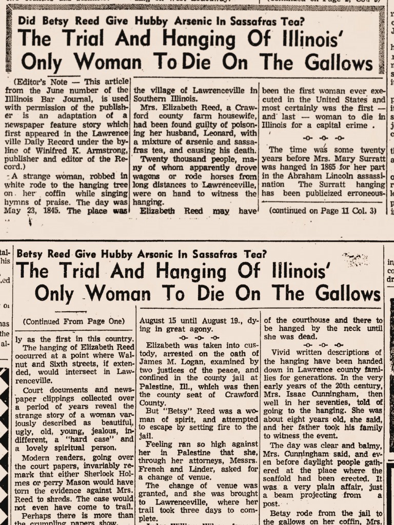 Elisabeth Betsy Reed Hanged May 1845 | PDF