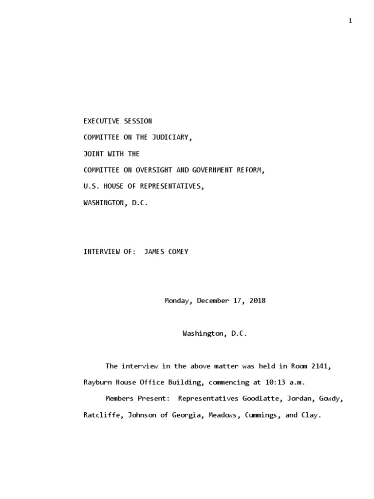 Comey Interview Dec. 17 | PDF | James Comey | Government Of The United ...