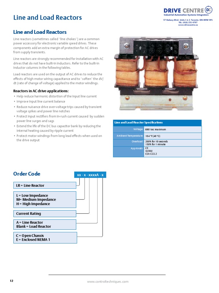 Control Techniques's Line and Load Reactors Brochure | PDF | Capacitor ...