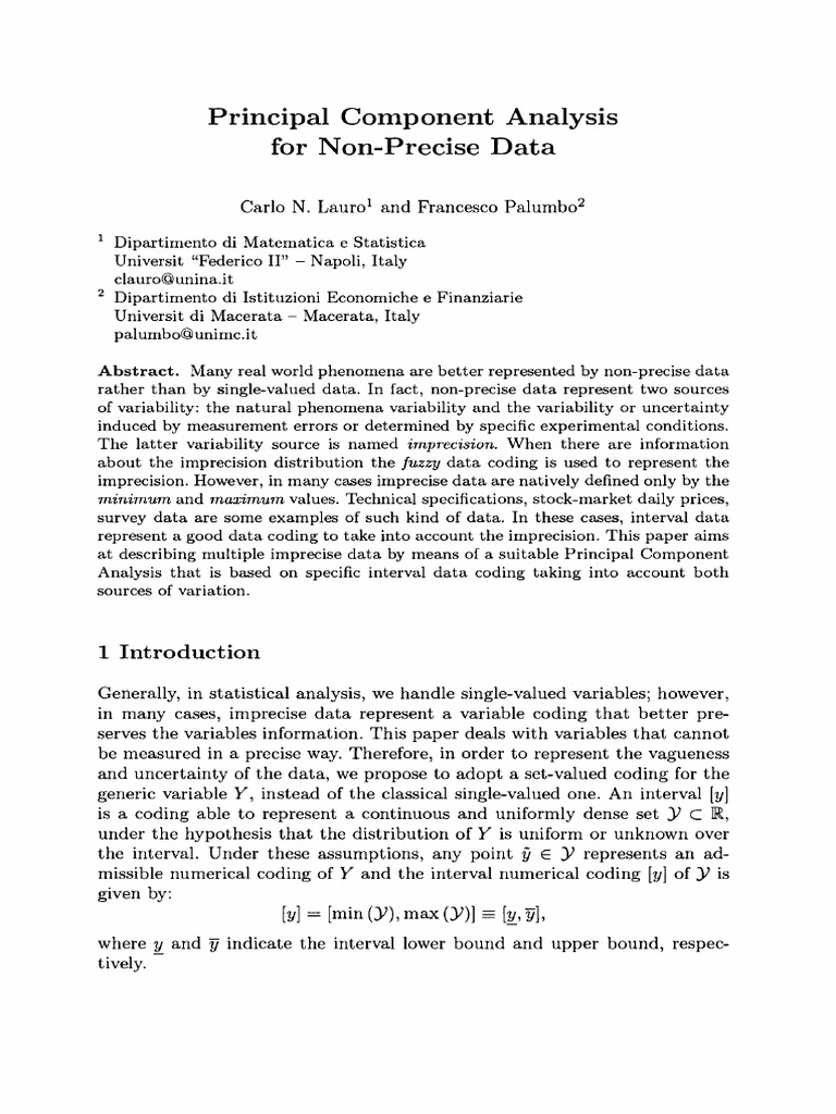 PCA for Imprecise Data Analysis | PDF | Principal Component Analysis ...