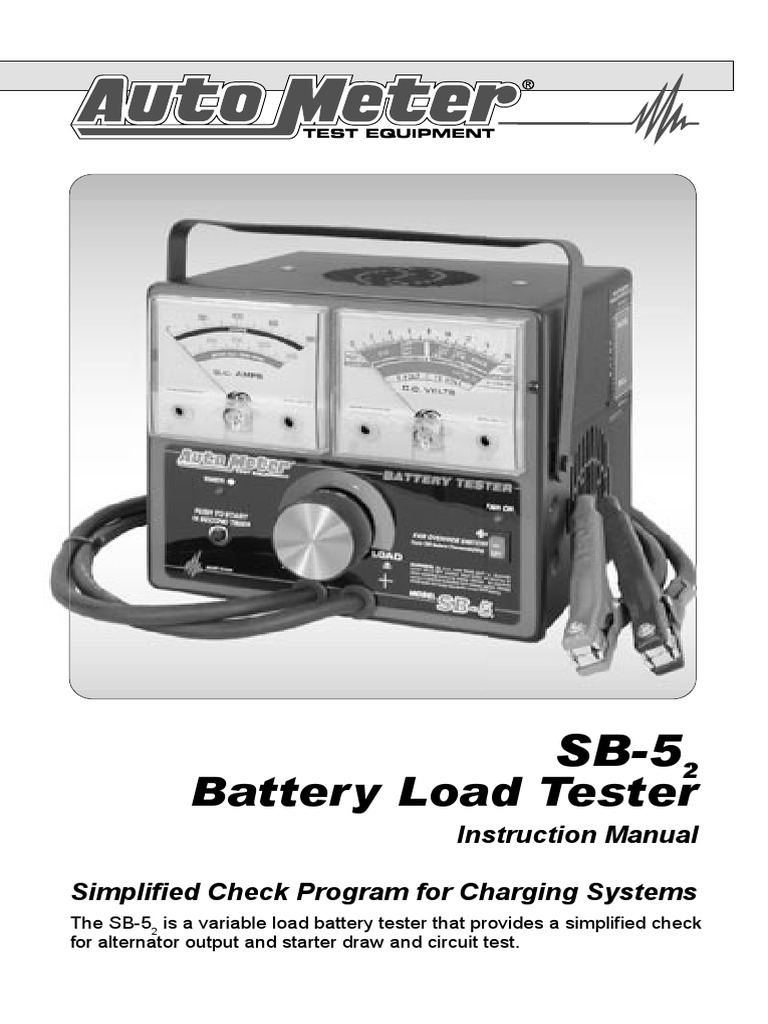 Battery Load Tester SB5 PDF | PDF | Battery Charger | Rechargeable Battery
