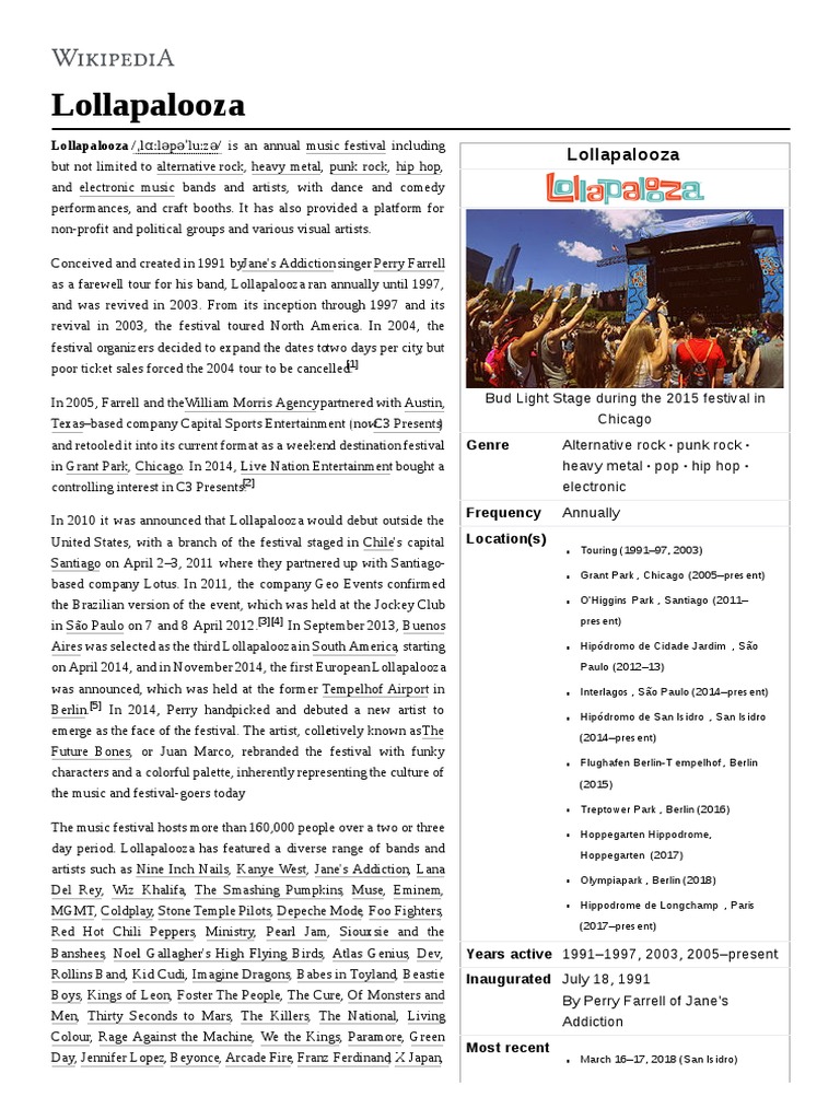 Lollapalooza | PDF | Performing Arts | Leisure