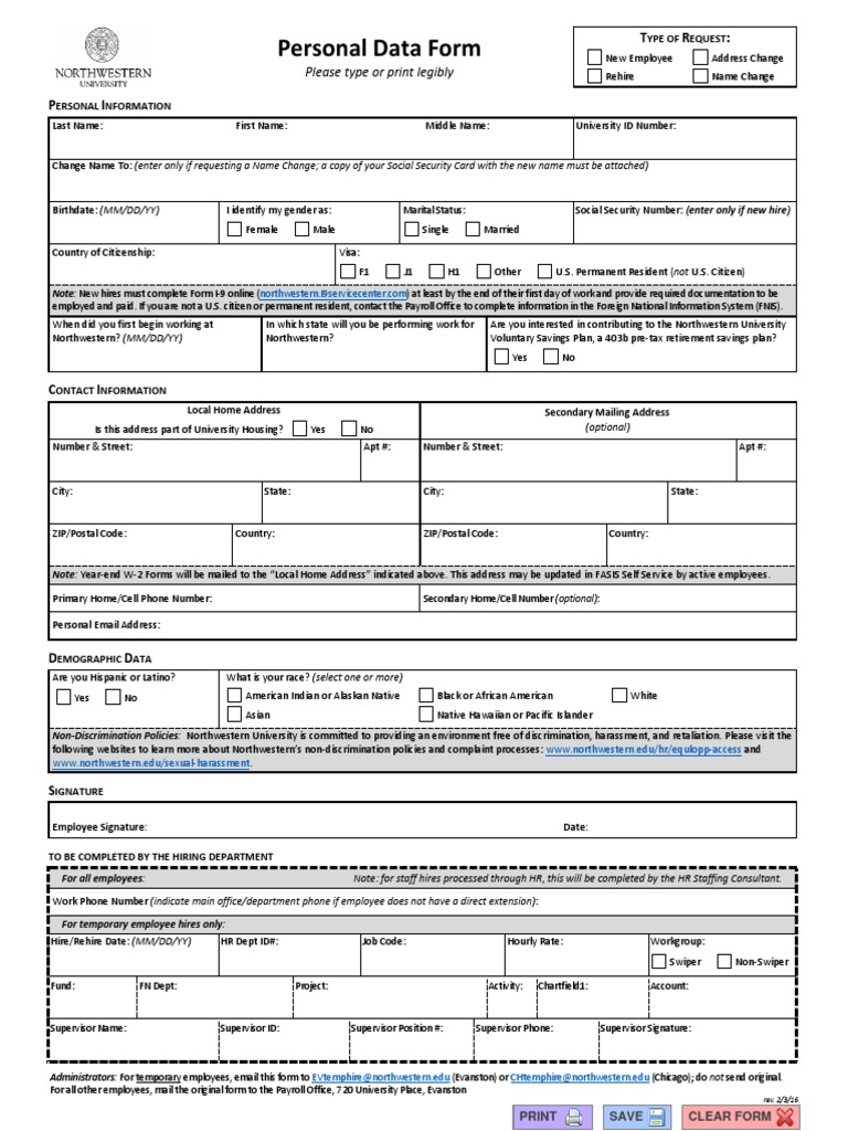 Personal Data Form: Please Type or Print Legibly | PDF | Race And ...